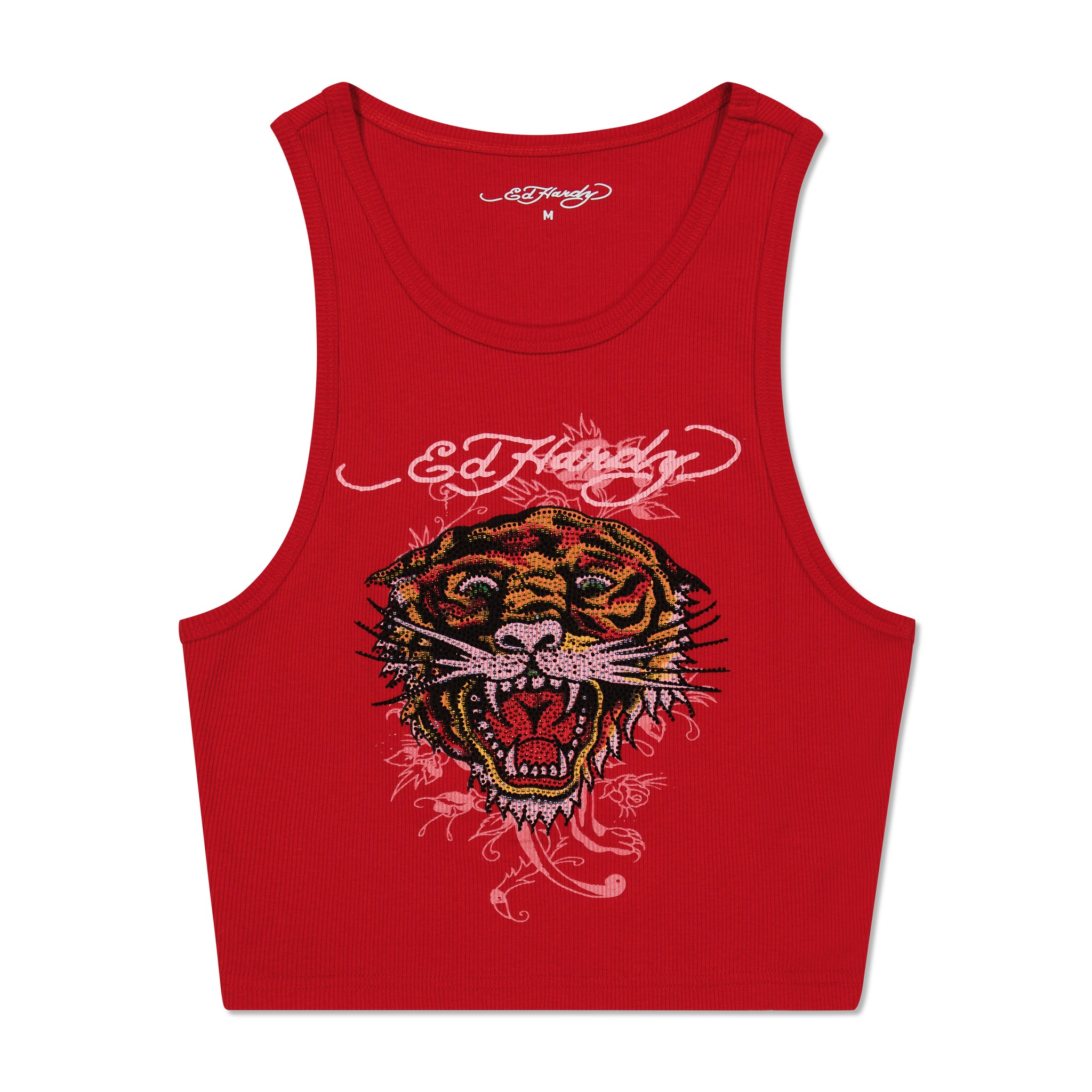 Rhinestone Tiger Rib Knit Tank